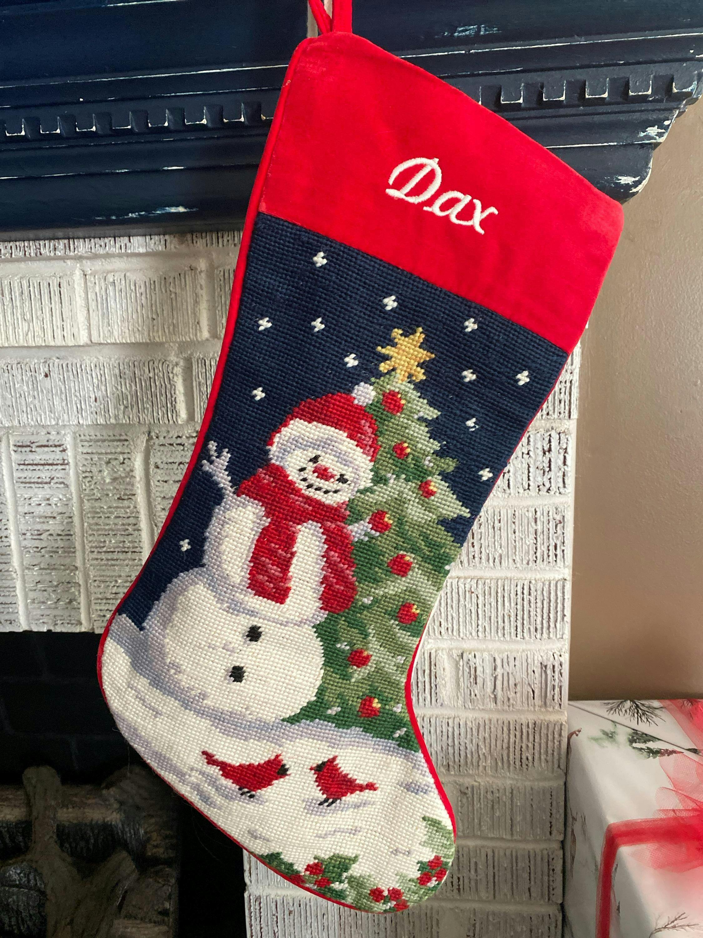 Needlepoint Christmas Stockings Santa Nutcracker Reindeer Snowman ...
