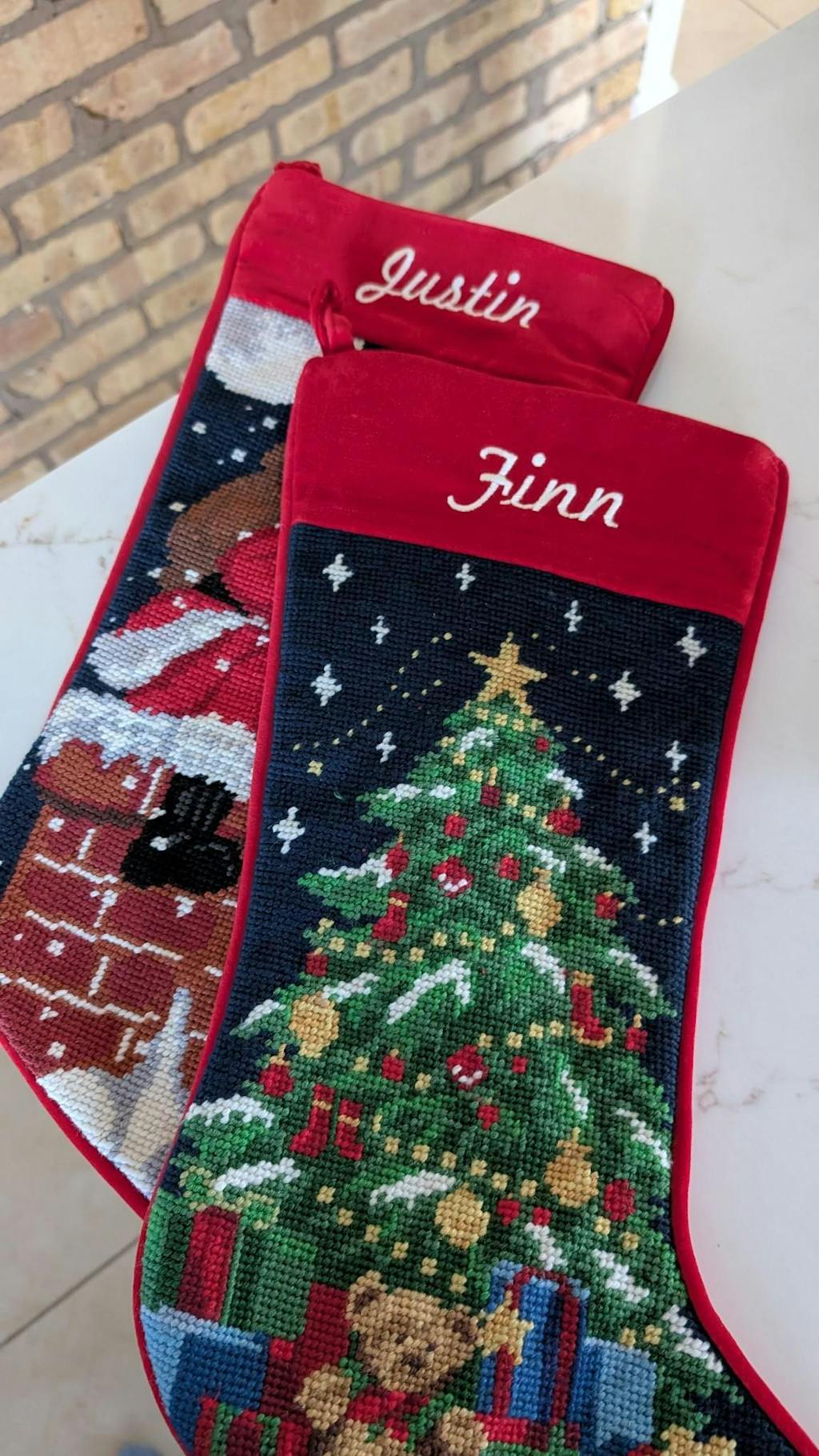 Needlepoint Christmas Stockings Santa Nutcracker Reindeer Snowman ...