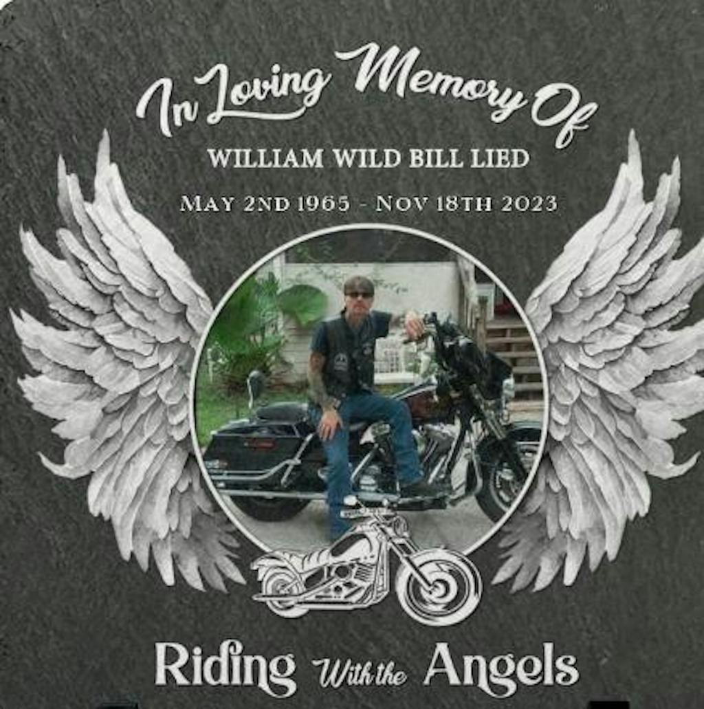 Biker Memorial Garden Stone, In Loving Memory Photo Slate, Fallen Biker ...