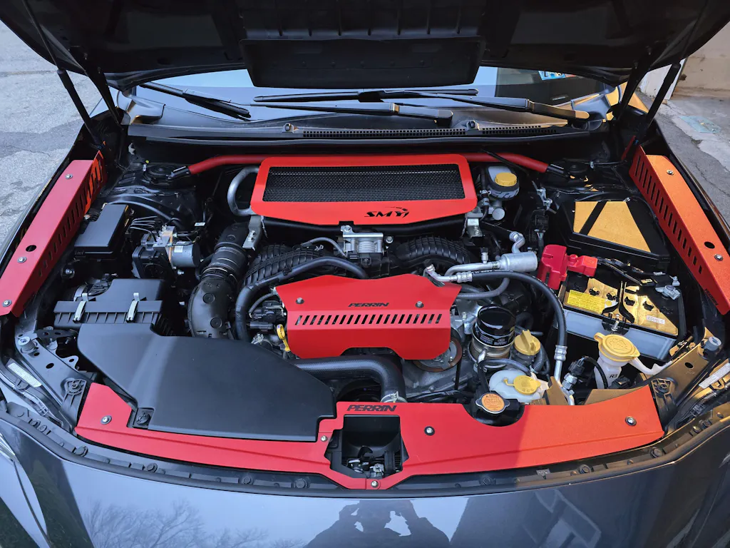 SMY Top Mount Intercooler Cover V2 Wrinkle Red WRX 2022-25 — Subimods.com