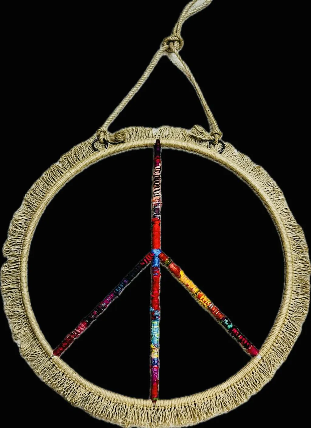Large Hanging Metal & Jute Peace Sign – Sugarboo & Co