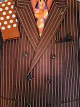 Rockefeller Collection - Double Breasted Stripe Suit Brown Regular Fit ...