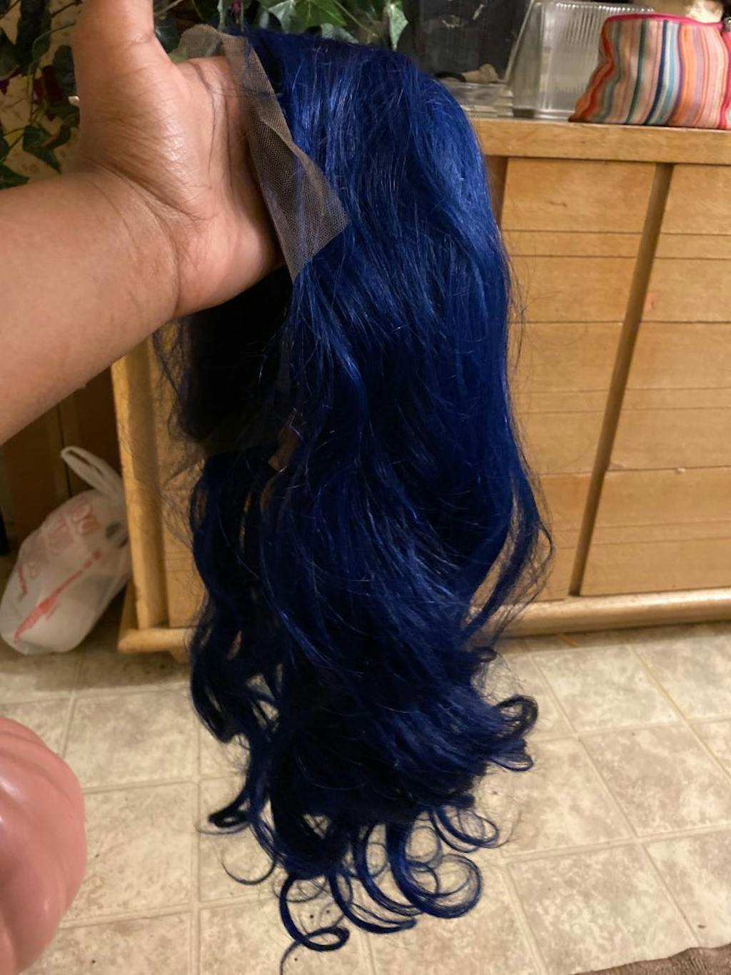 Dark Blue Colored Wavy Wigs 100% Human Hair – SULMY