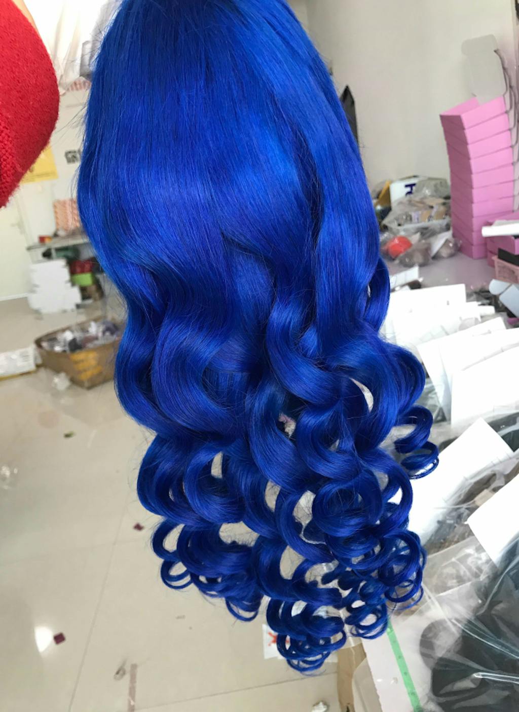 Royal Blue Colored Wavy Wigs 100% Human Hair – SULMY
