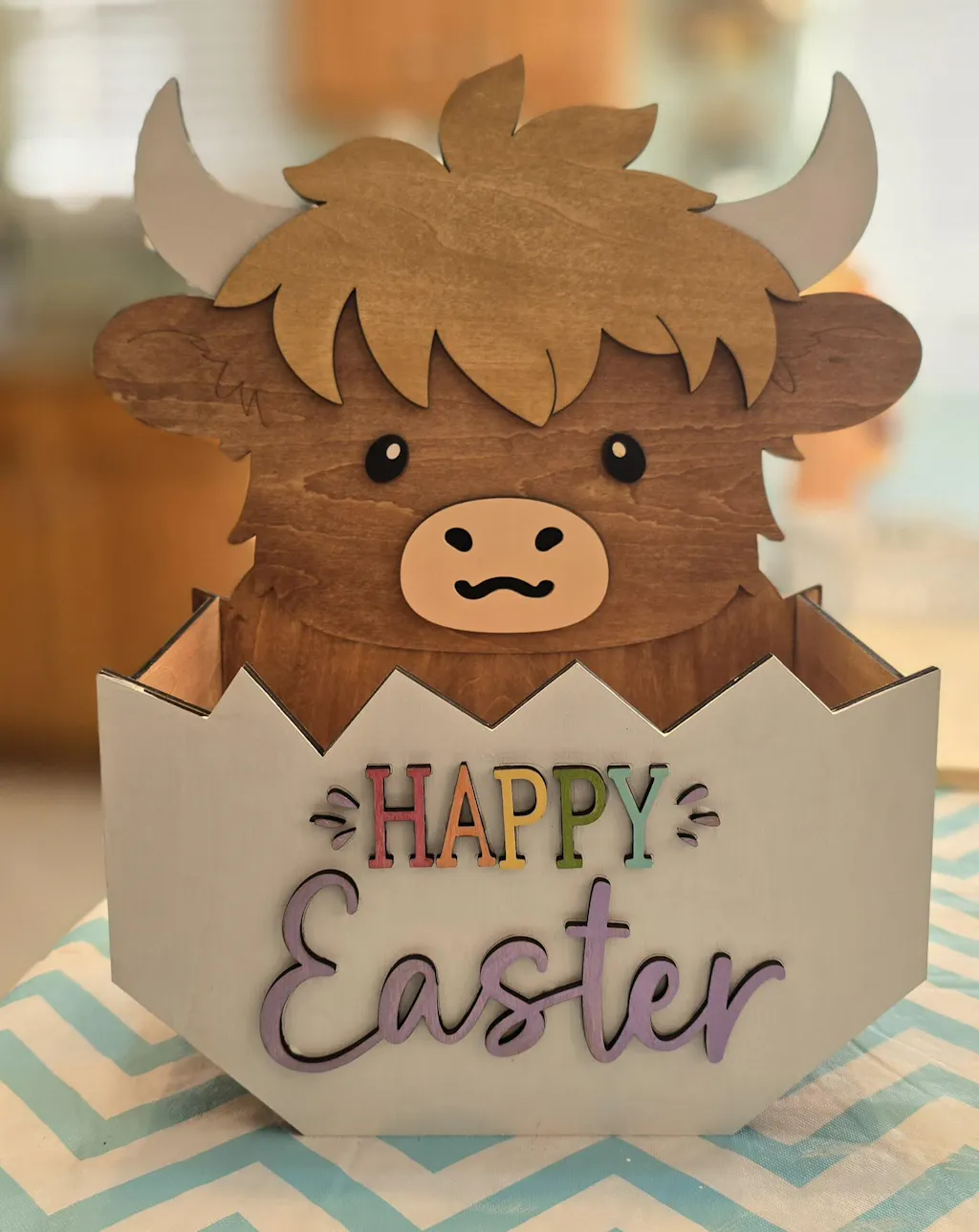 Highland Cow Easter Basket Crate, Easter Treats Box, SVG, Laser Cut Fi ...