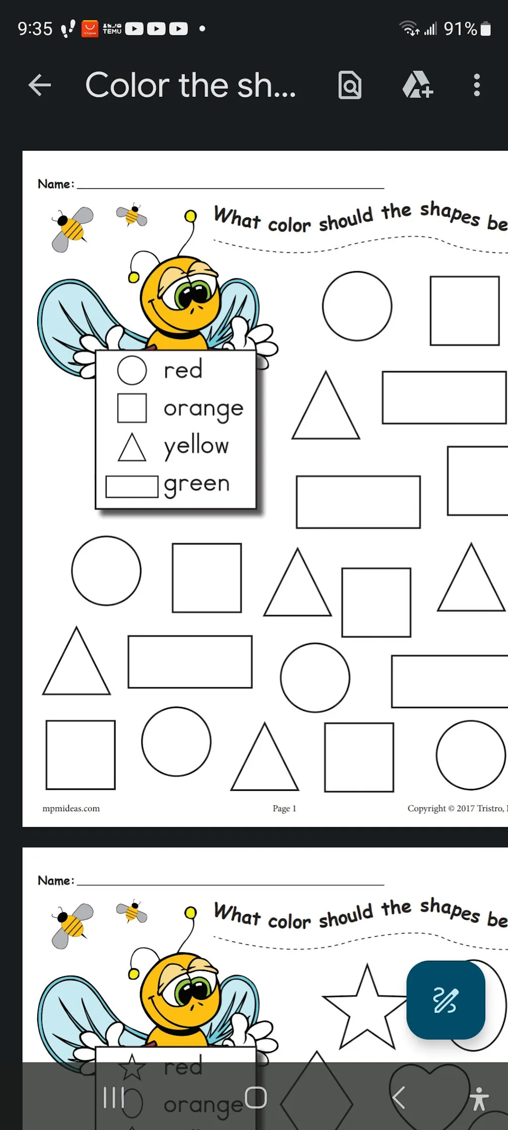FREE 6 Bee Themed Shapes Coloring Pages! – SupplyMe