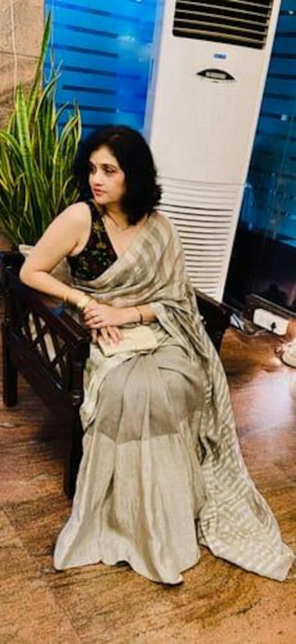 Embroidery V Neck Sleeveless Blouse In Black|Masakali|Suta