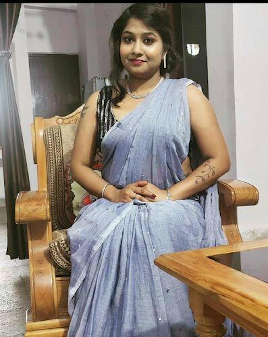 Mul Cotton Blue Saree With Sequins|Deep Blue Sea Chumki|Suta