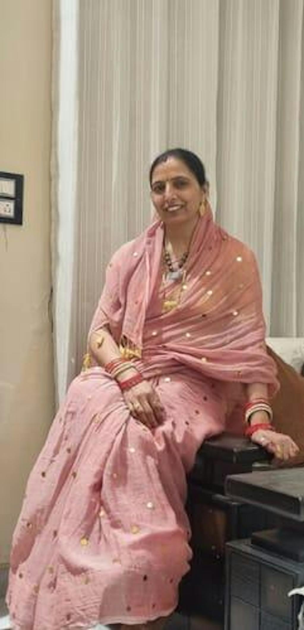 Mulmul Cotton Peach Color Saree With Sequin|Sunset Star|Suta