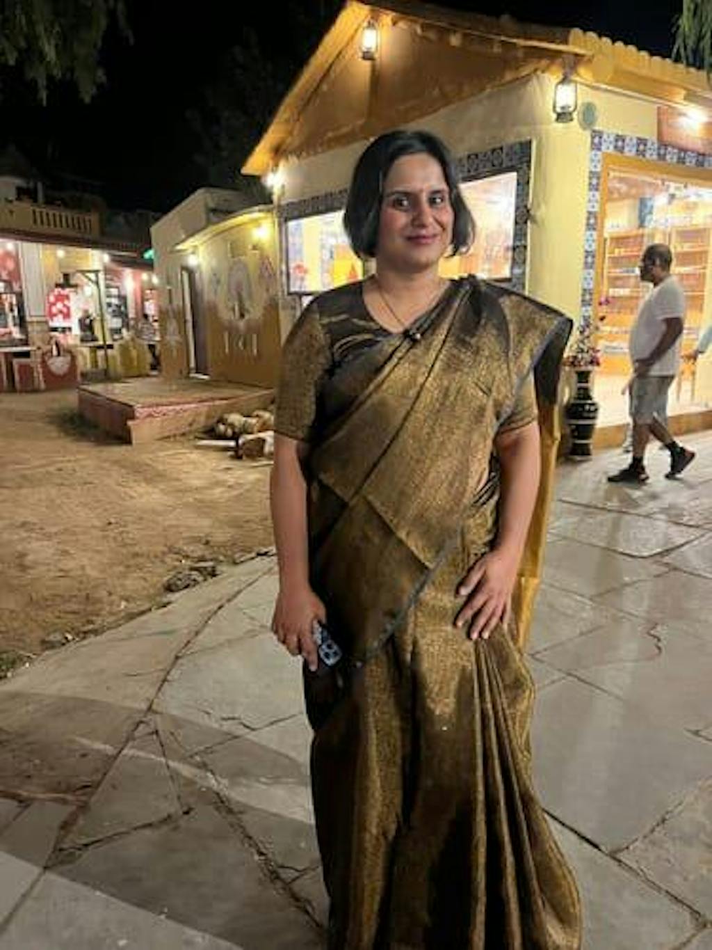 Linen Zari Golden Black Saree With Tassels|Raga Kafi|Suta