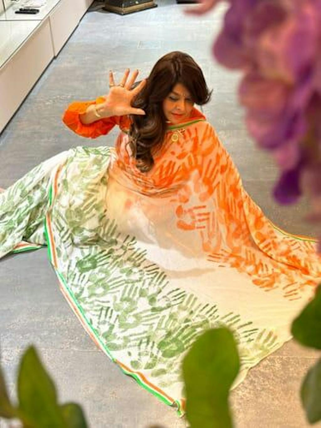 Mulmul Cotton Tiranga Republic Day Saree In White|Chaapa|Suta