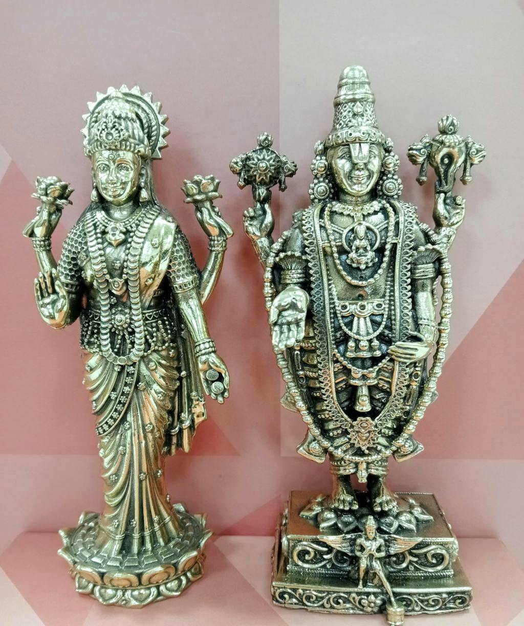 Brass Lord Balaji and Mata Lakshmi For Pooja Room - 6 Inch
