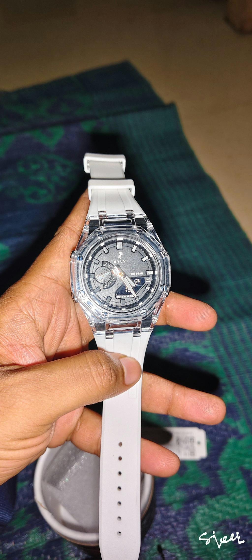 Sylvi Rig One 'O One WT Max White Transparent Analog Digital Watch for Men