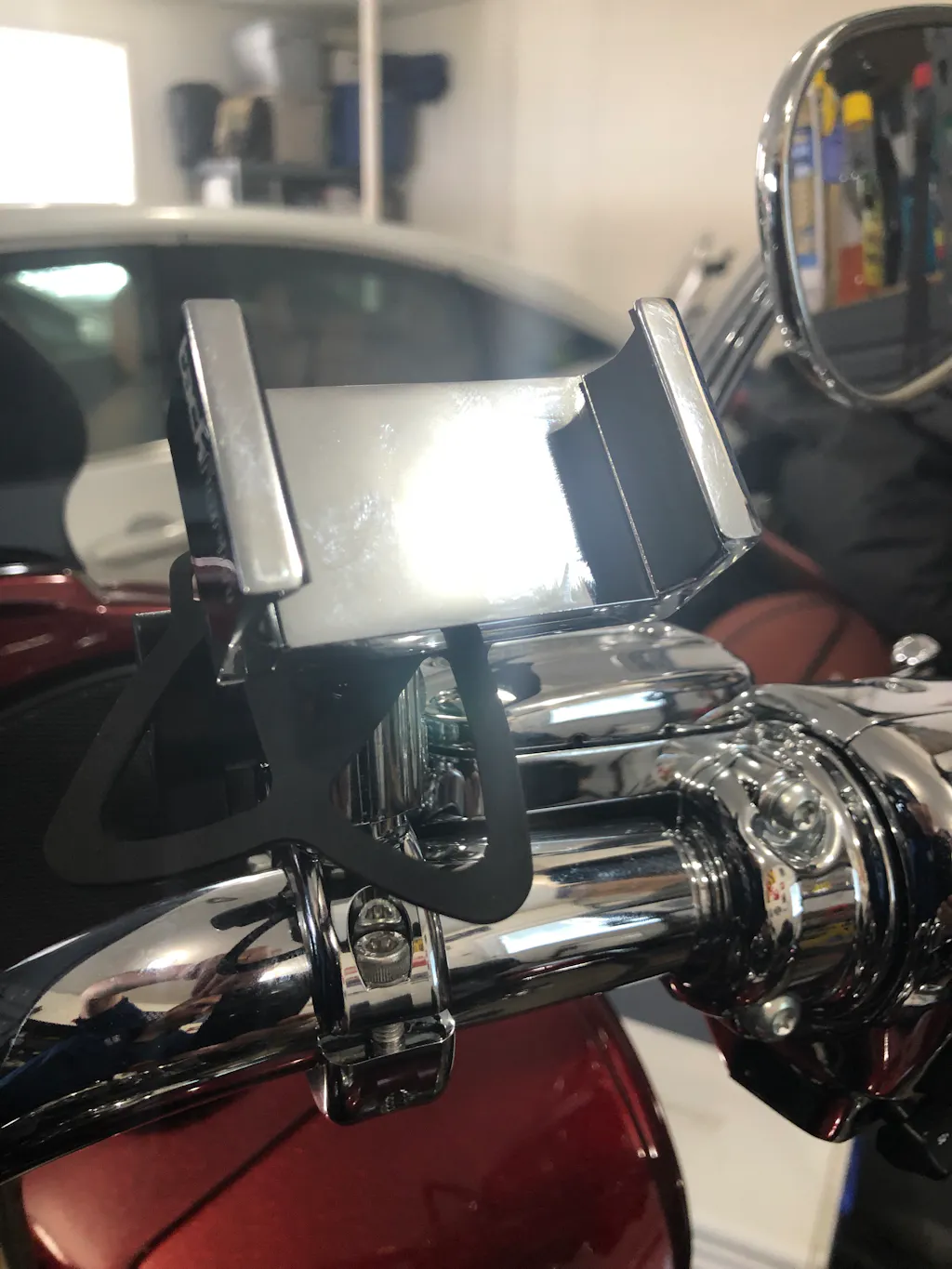 Chrome Phone Mount for Harley Davidson | Works with 7/8"-1-1/4" Handle ...
