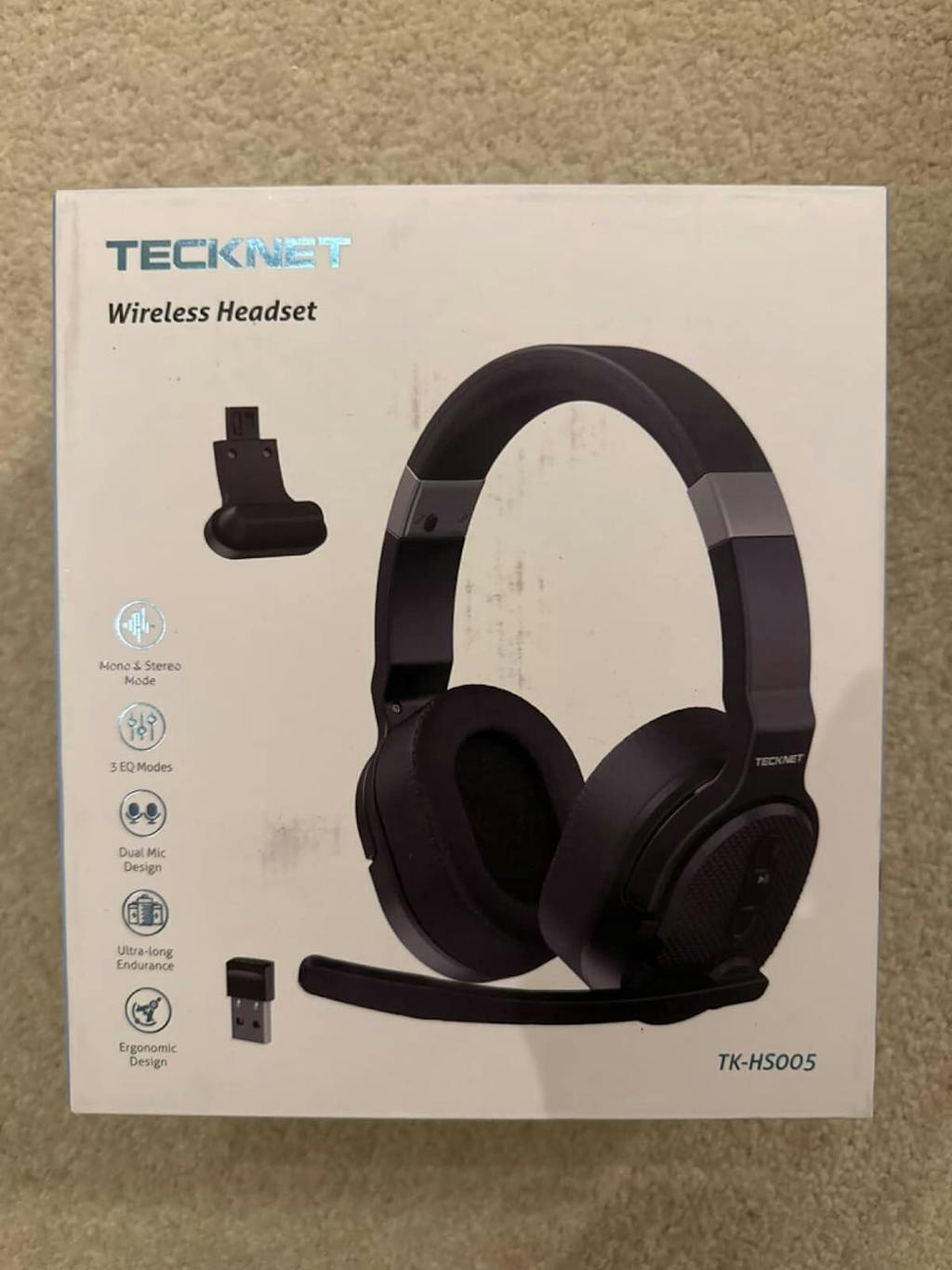 TECKNET Bluetooth Headset with Microphone Over Ear Noise Cancelling