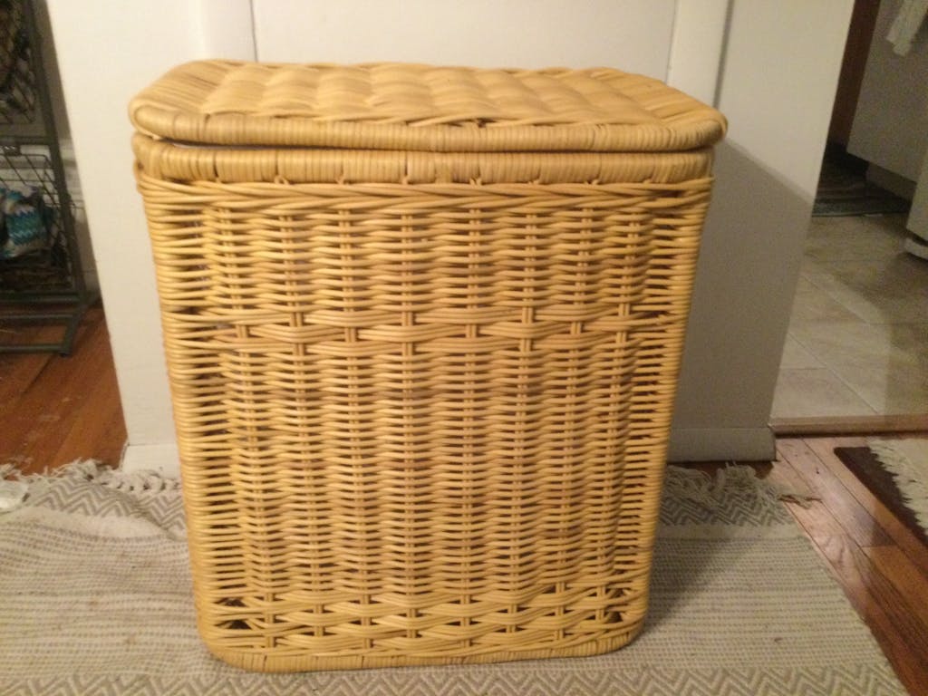 Narrow Rectangular Lidded Wicker Laundry Hamper | The Basket Lady