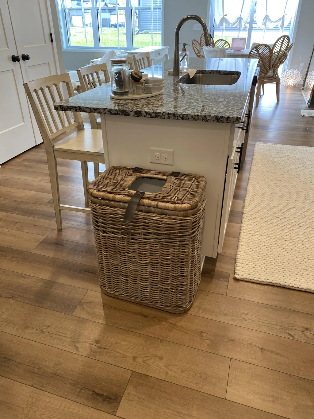 Drop-In Rectangular Kubu Wicker Waste Basket with Metal Liner