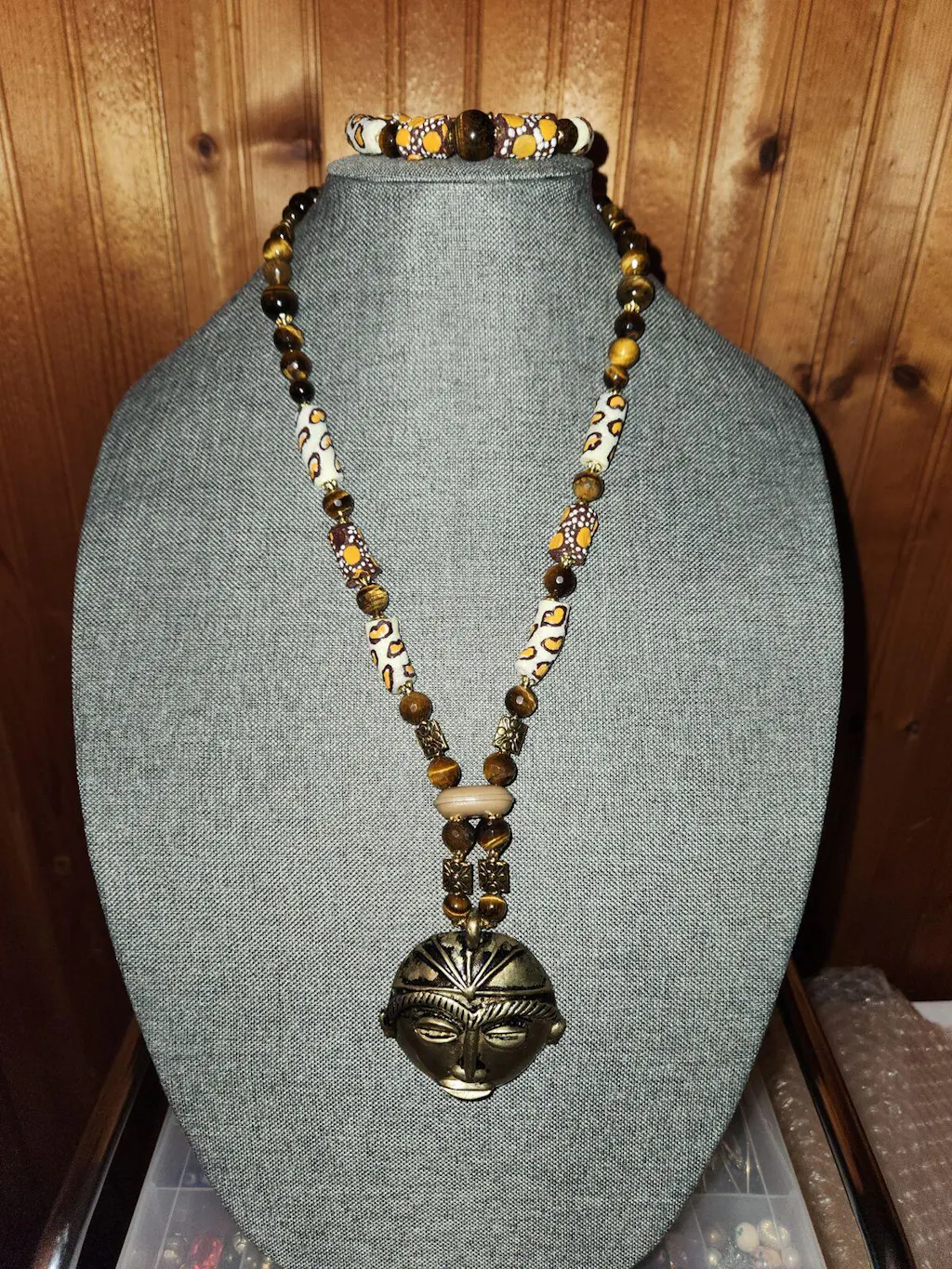 Round African Silver Mask Pendant (58x62mm) — The Bead Chest