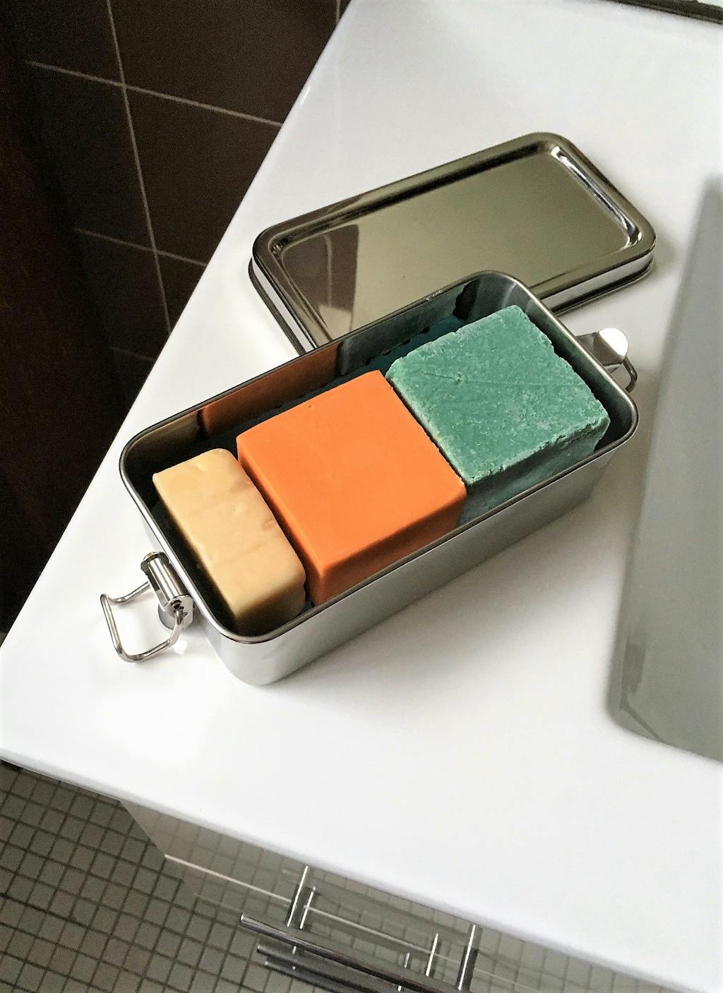 The Block Dock Vertical Soap Dish and Shampoo Bar Holder with suction