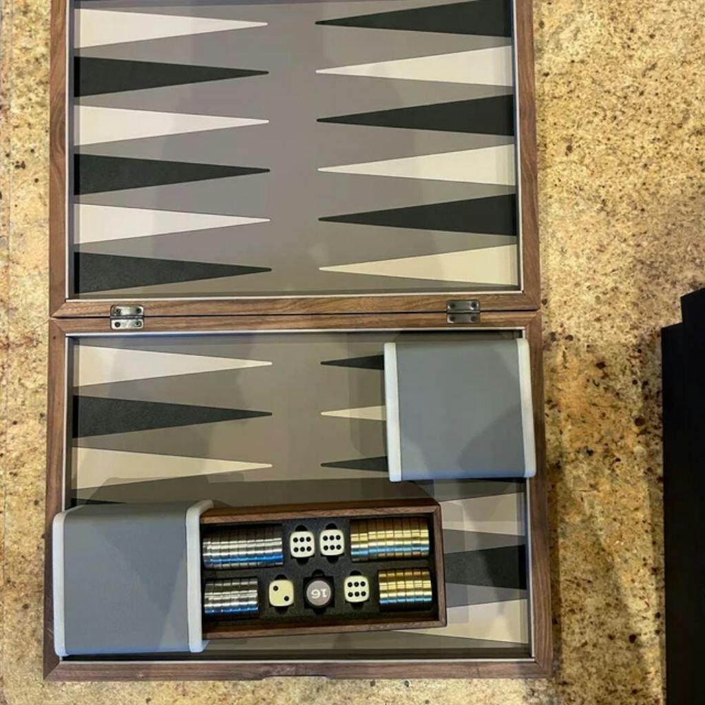 Premium Wooden and Leather Backgammon Set