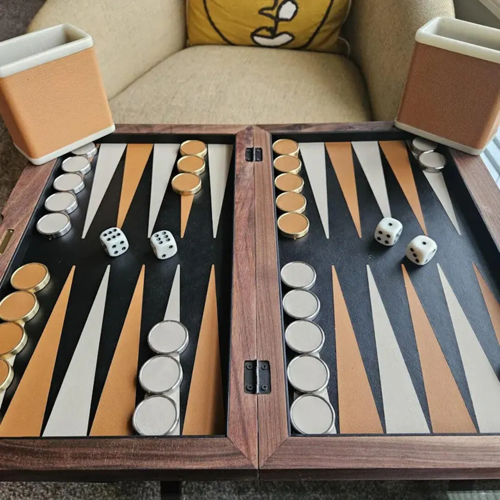 Premium Wooden and Leather Backgammon Set