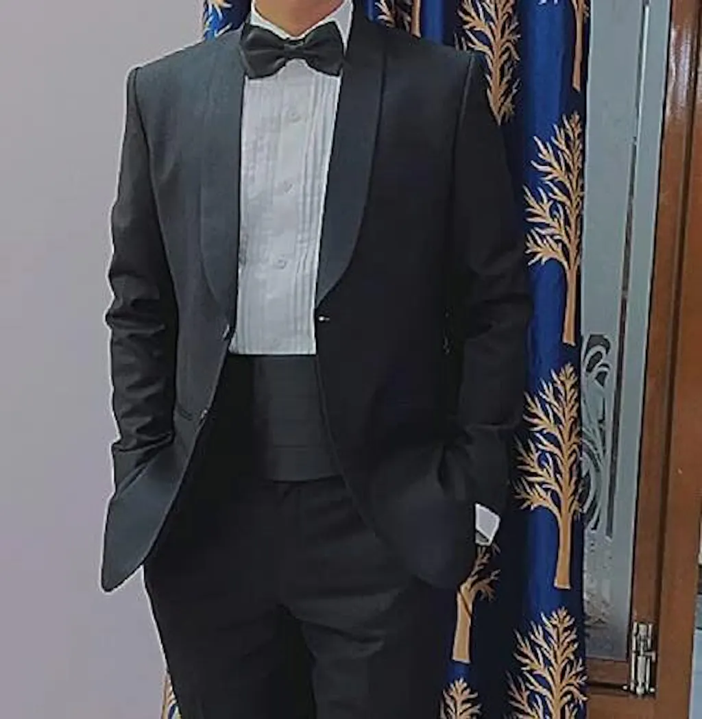 Tuxedo Suit Black Cummerbund Set With Bow Tie & Pocket Square – The ...