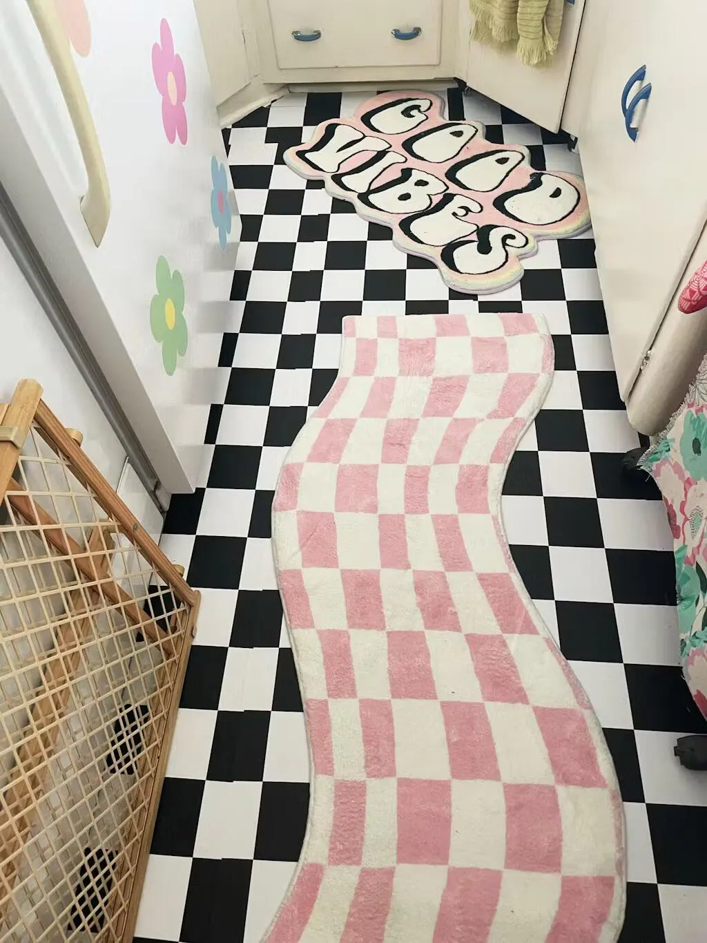 Curvy Edge Pastel Checker Rug - Danish Pastel Decor Carpet – The Feelz