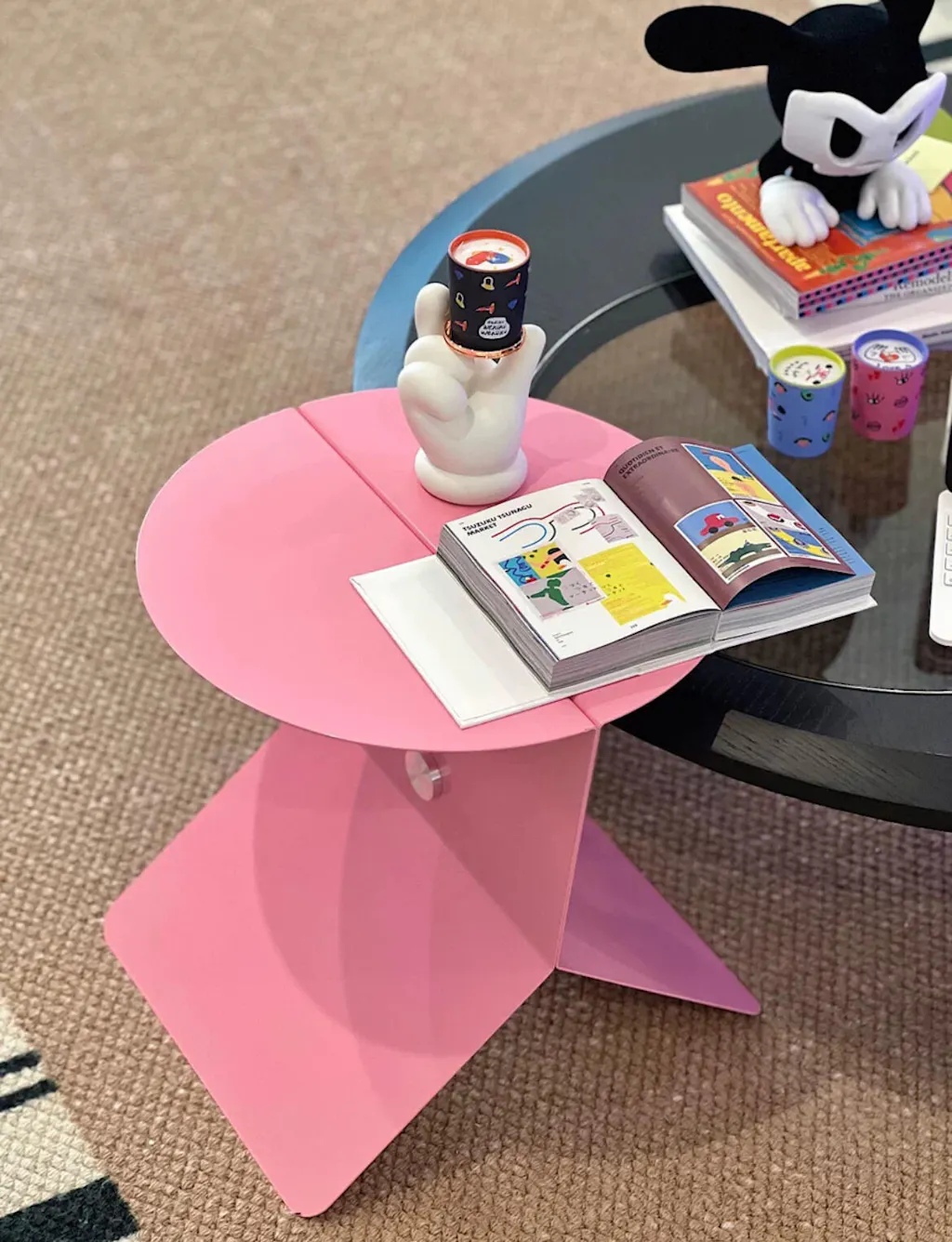 Pink Coffee Table – Modern Side Metal Table Magazine Rack – The Feelz