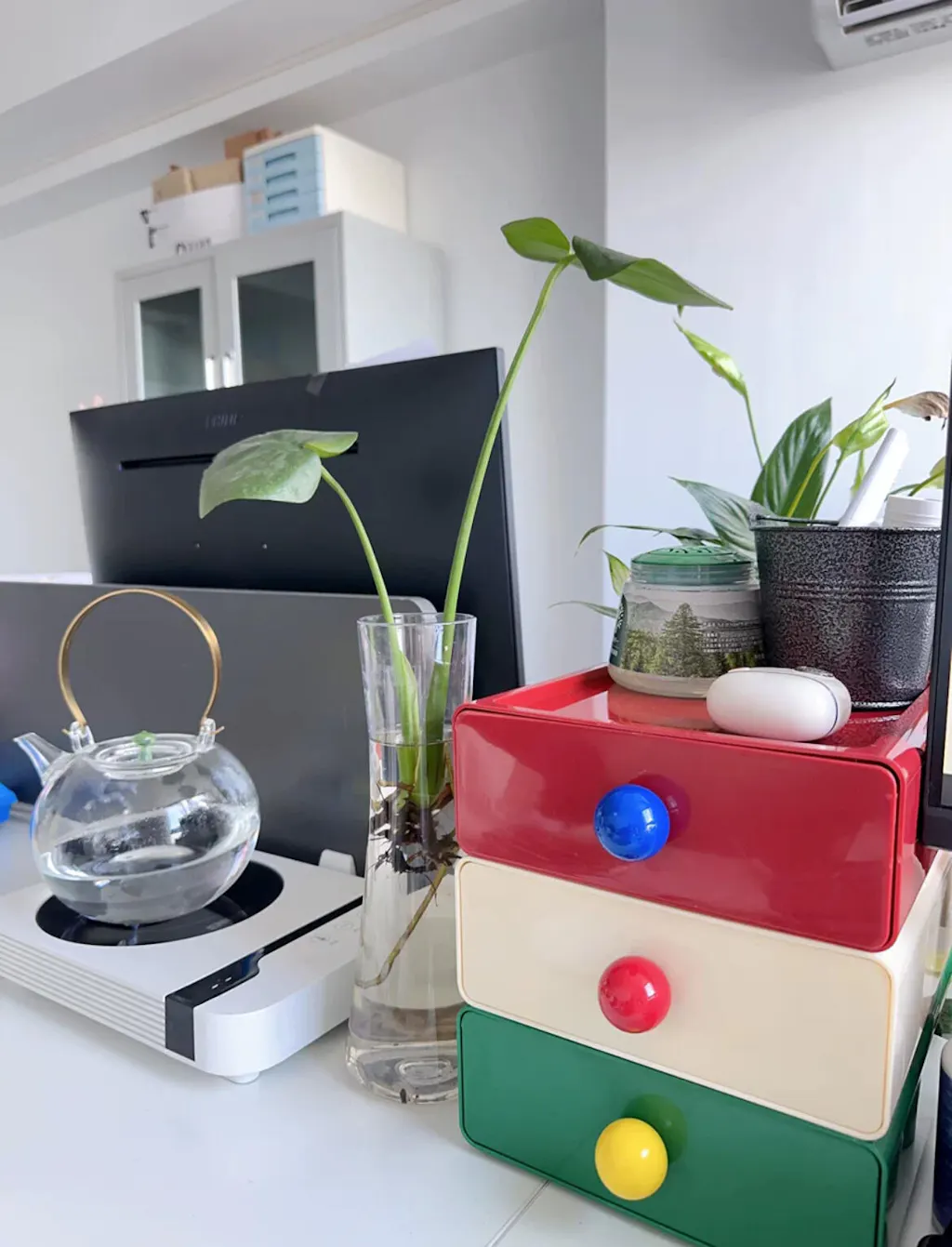 Retro Desktop Organizer with Drawer – Danish Pastel Storage – The Feelz