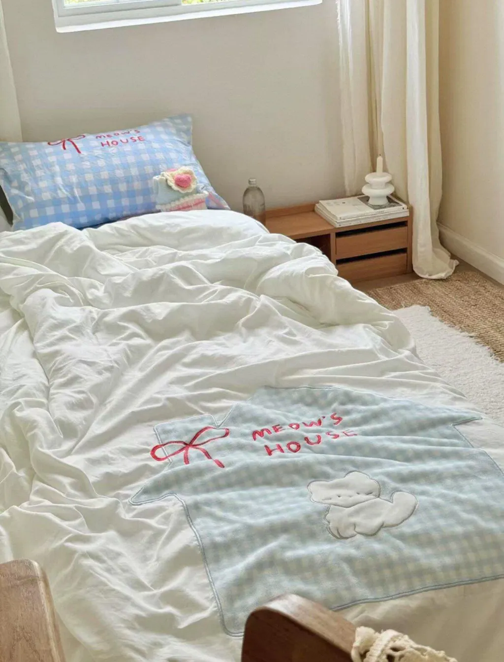 Soft Girl Blue Cat Bedding Set – Pastel Coquette Duvet Cover Set – The ...