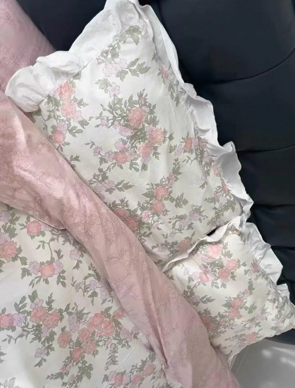 Cottagecore Princess Floral Bedding Set – Pink Floral Duvet Cover Set ...