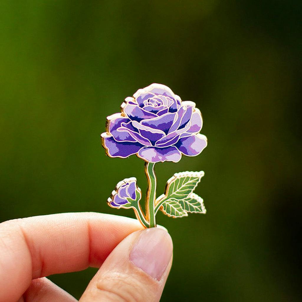 Purple Rose Floral Enamel Pin | The Gray Muse - Pin Gift Shop