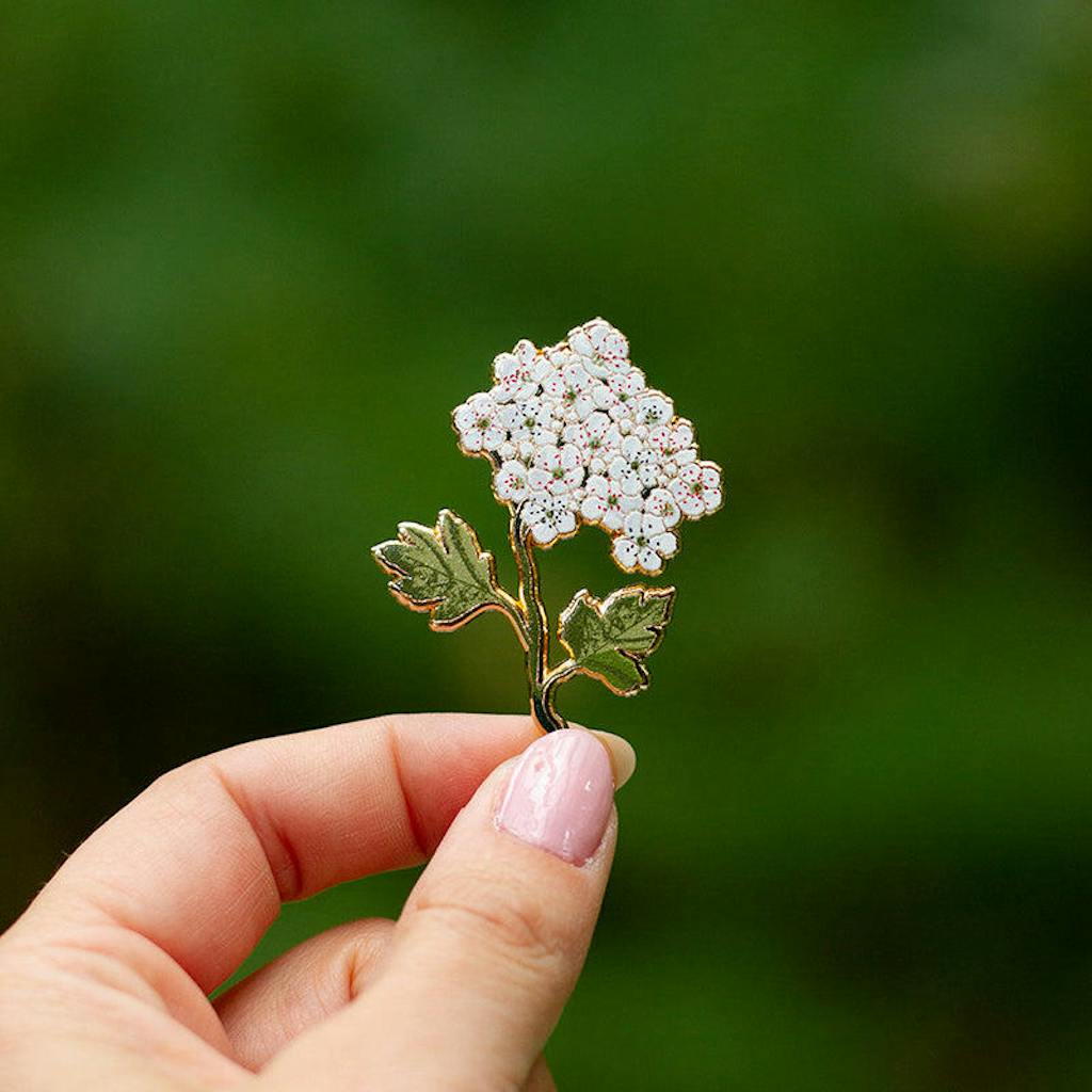 Hawthorn Floral Enamel Pin | The Gray Muse - Pin Gift Shop
