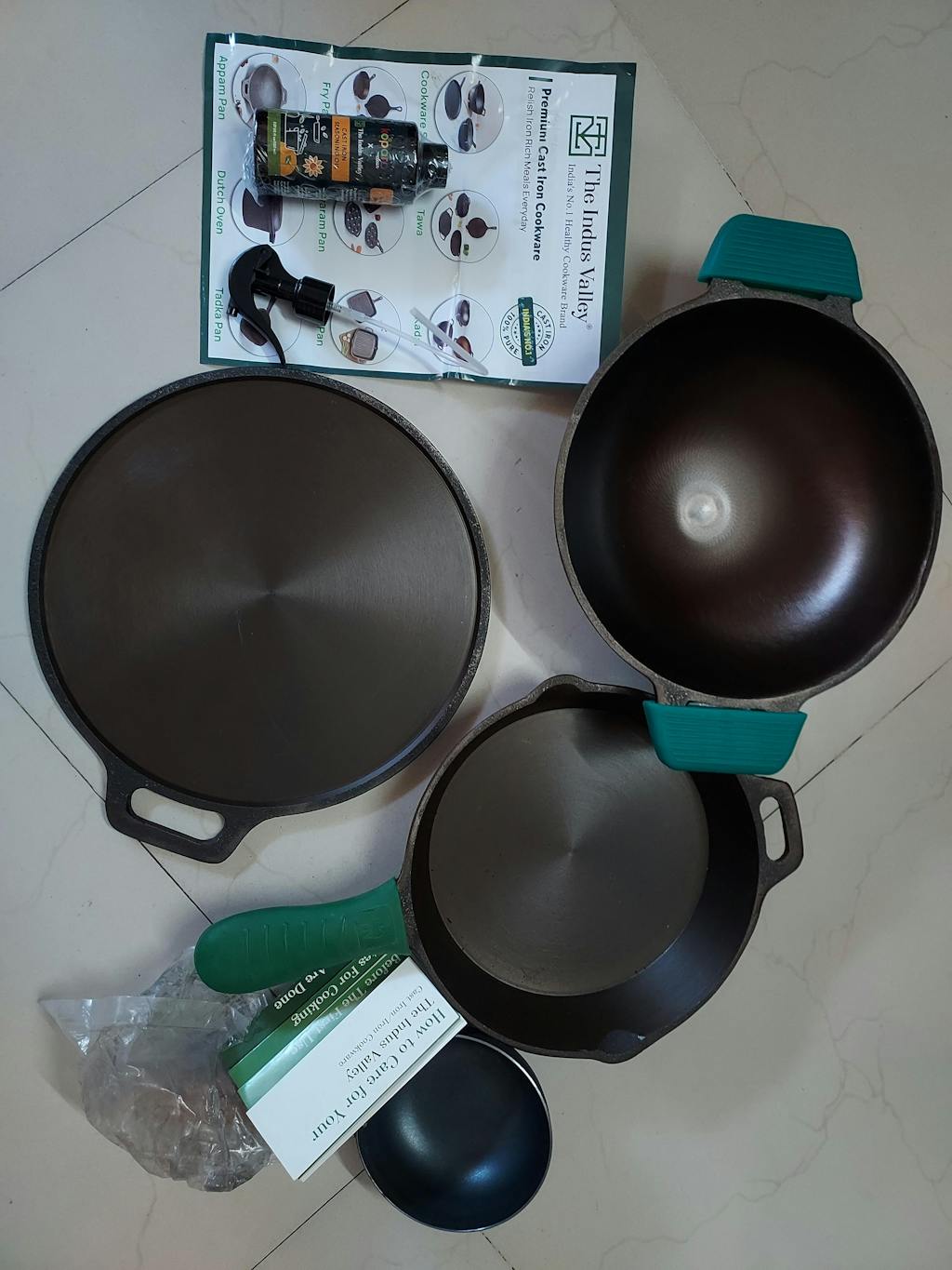 Super Smooth Cast Iron Set: Kadai+ Tawa+ Frying Pan | The Indus Valley