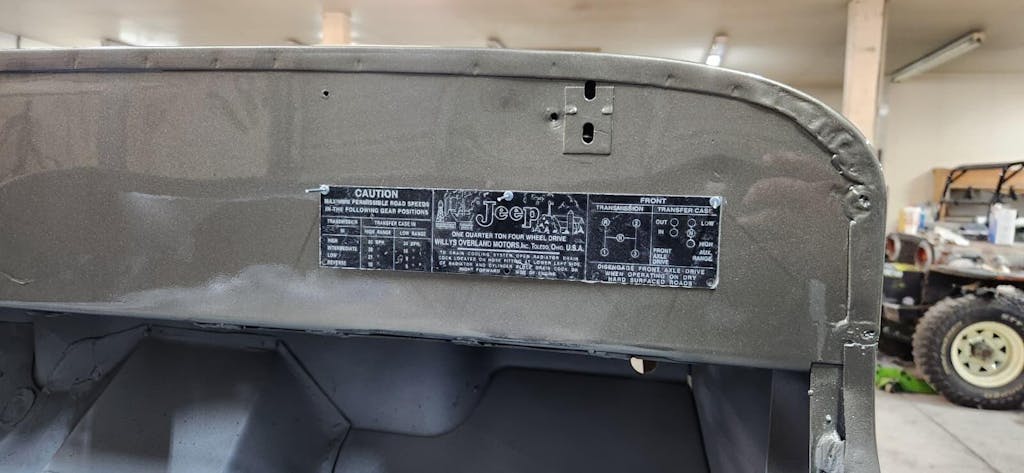 Instruction Dash Data Plate, 1945-1964 Willys and Jeep CJ2A, CJ3A, CJ3 ...