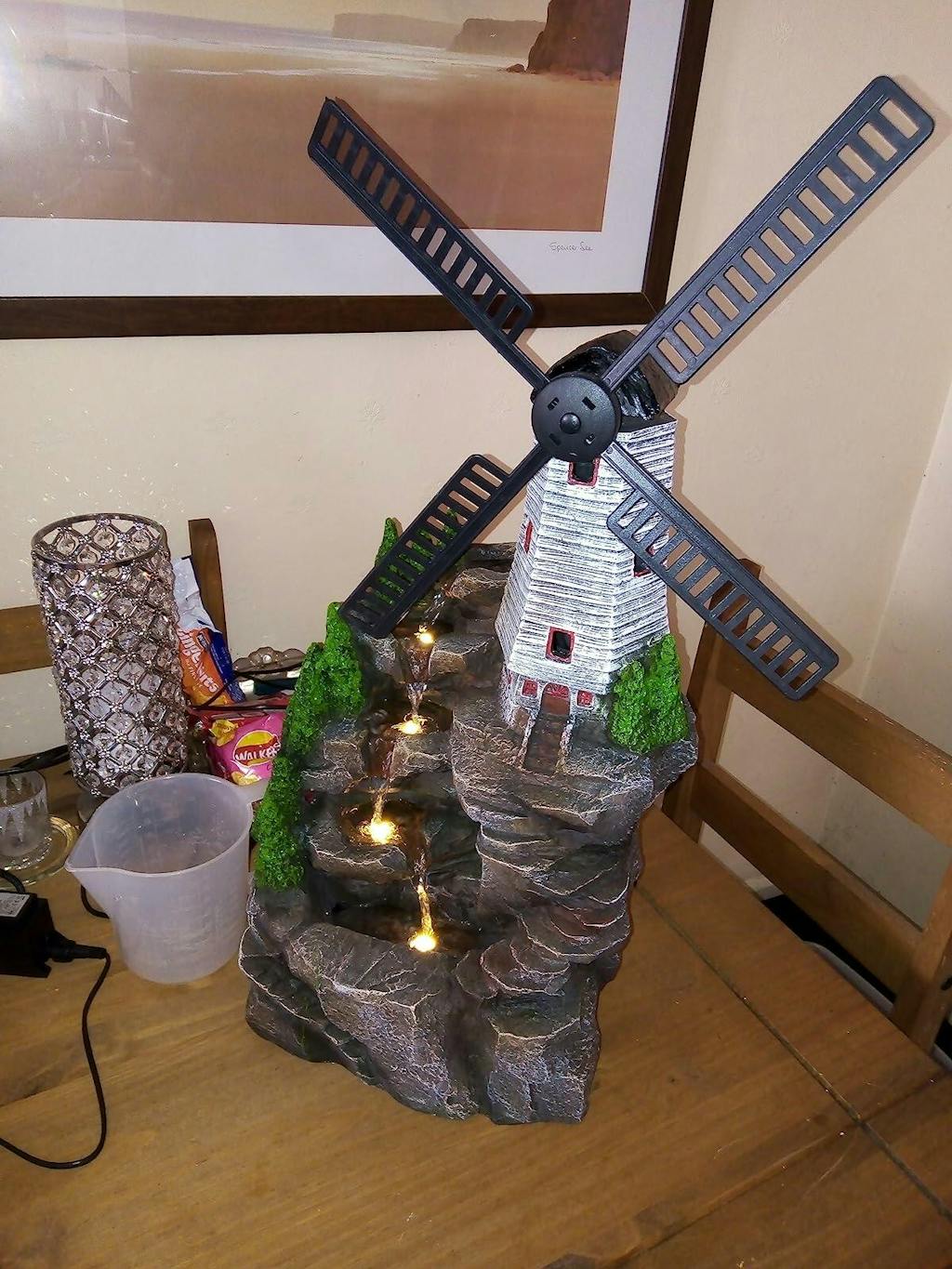 Windmill Water Feature Outdoor With LED by GEEZY | UKBuyZone – UKbuyzone