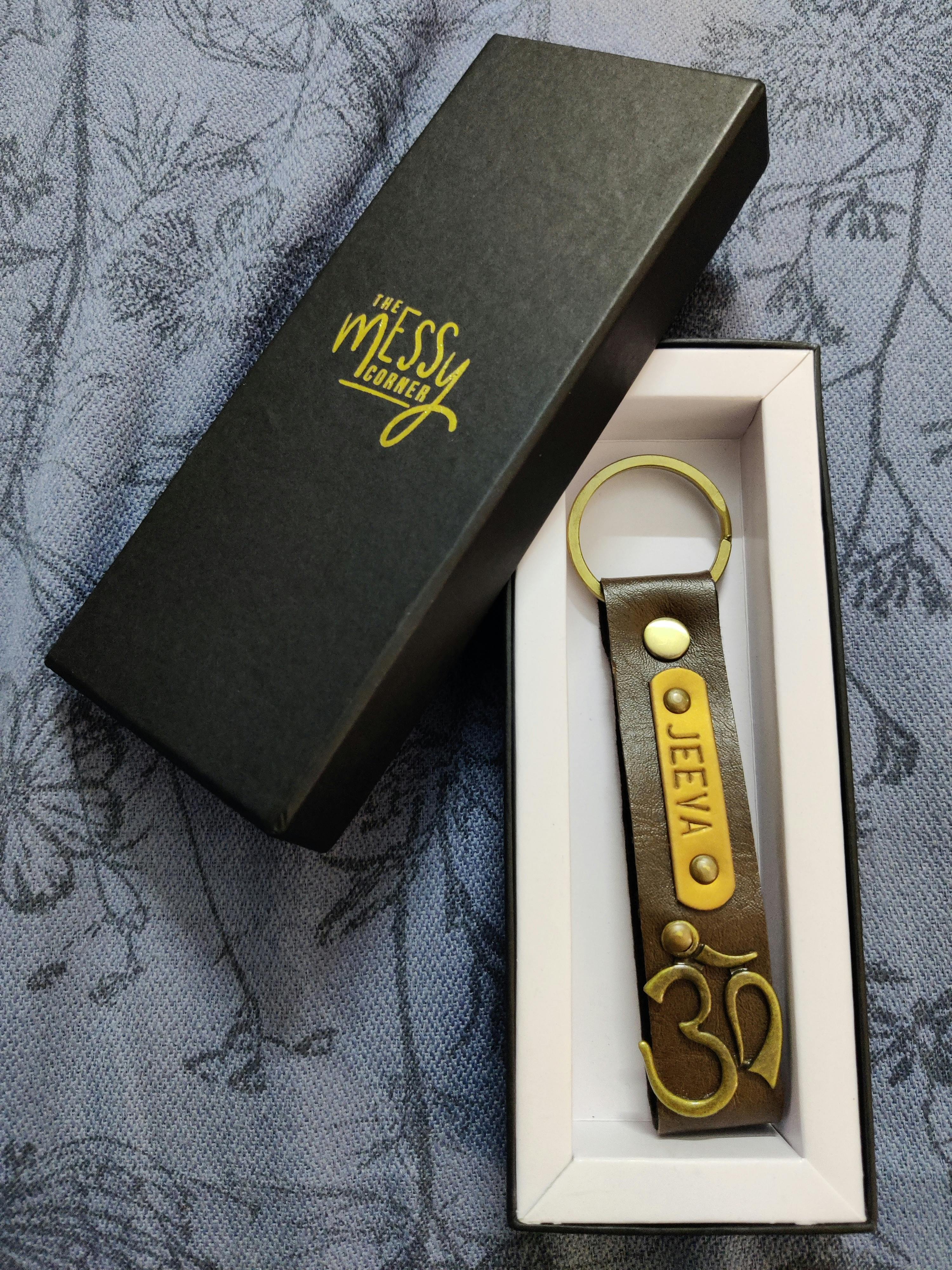 Buy Personalized Dark Brown Keychain Online - The Messy Corner - IN