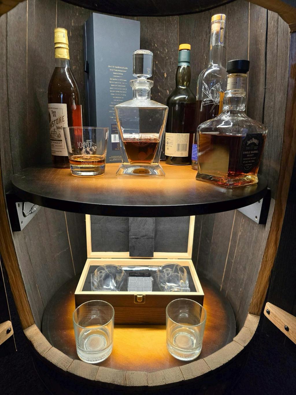 Custom made Bourbon Barrel Bistro/Pub Table Table with cabinet base an ...