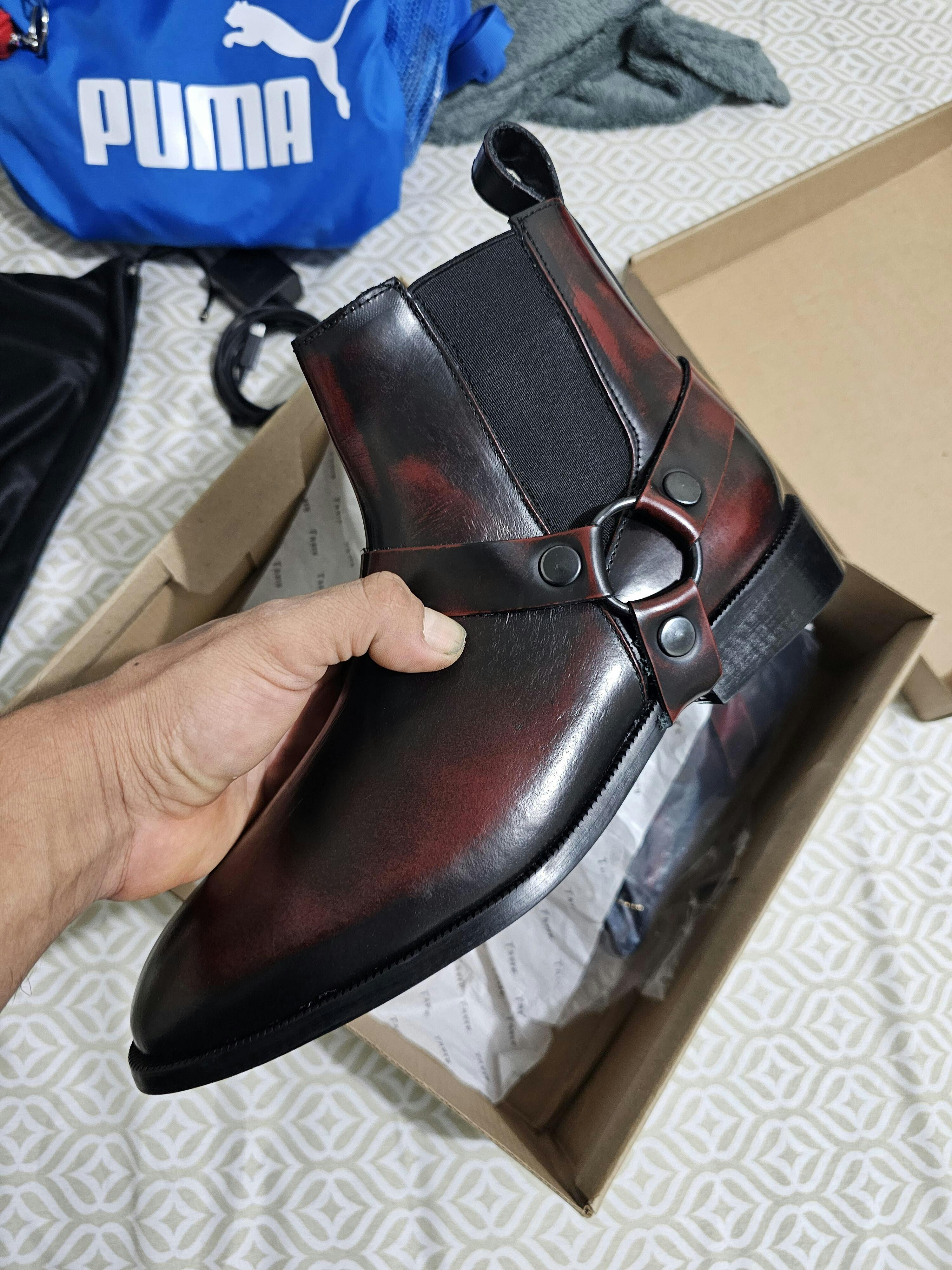 Botas chelsea fabricadas en piel color vino para hombre | Thoro – THORO 650