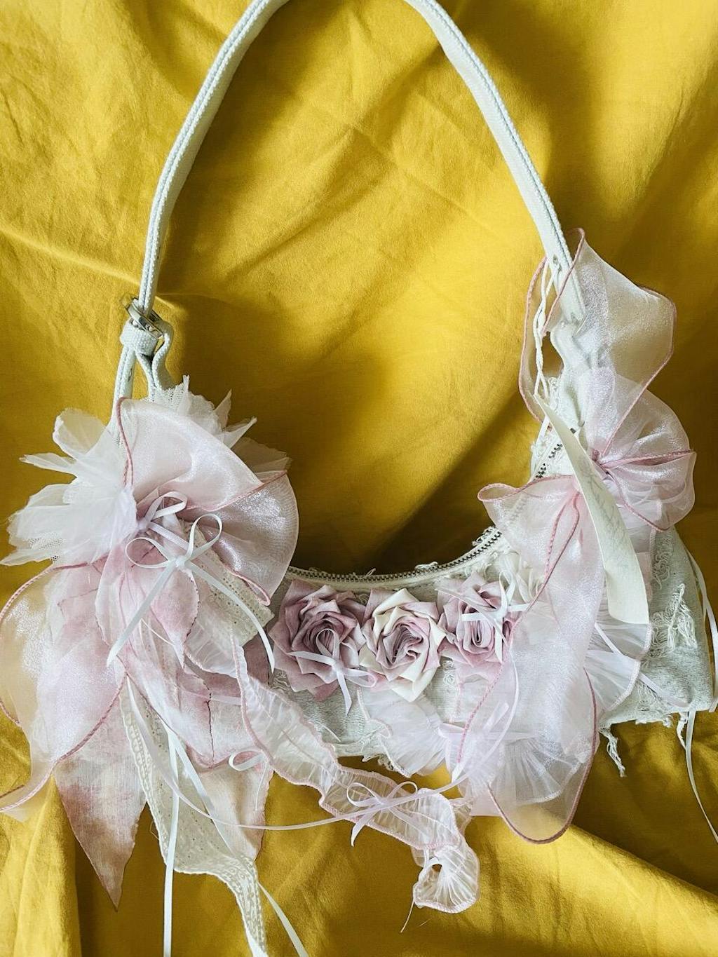 Vintage Lace Rose Baguette Bag | Bag | Three Fleas