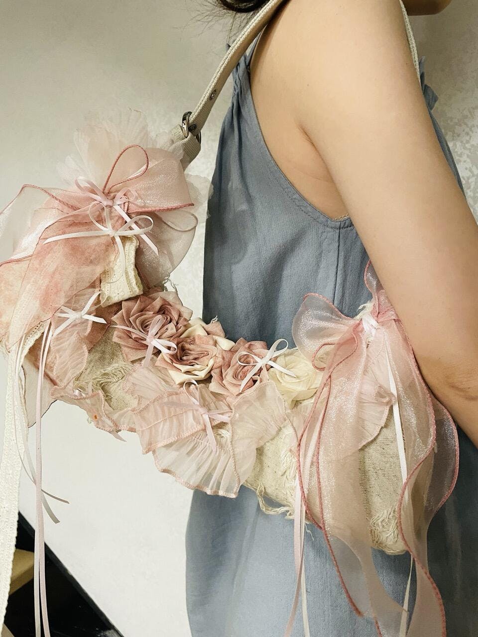 Vintage Lace Rose Baguette Bag | Bag | Three Fleas