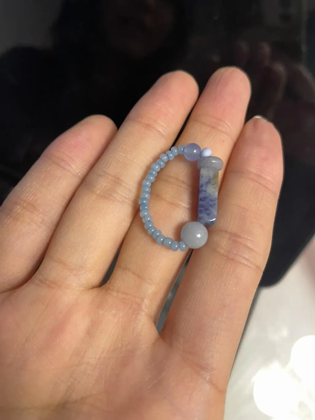 「Chinoiserie」Natural Jade Beads Ring | Jewelry | Three Fleas