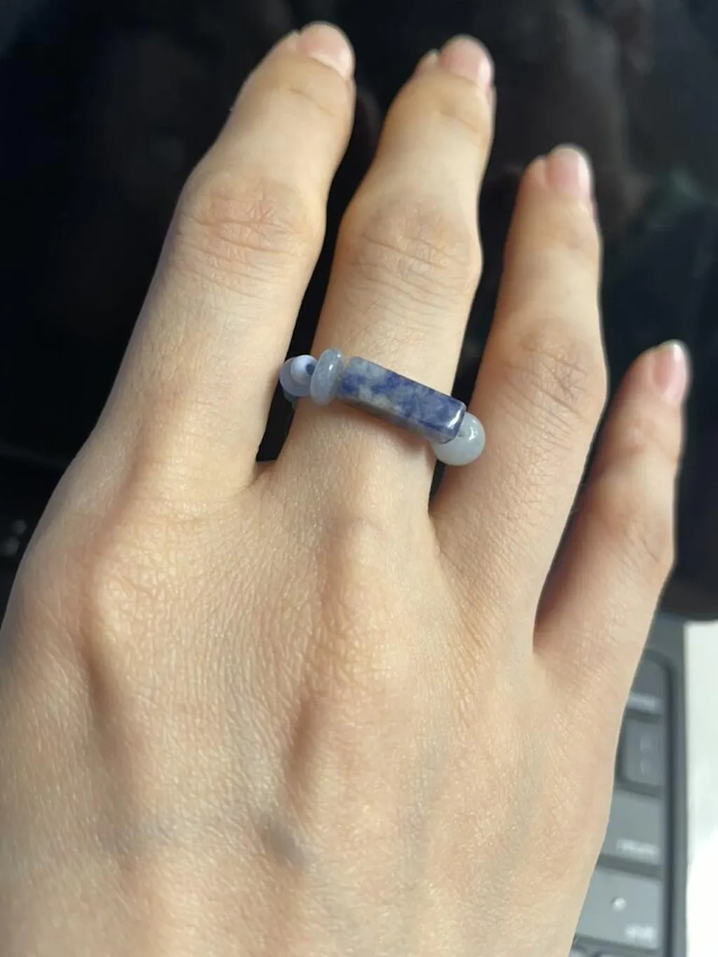 「Chinoiserie」Natural Jade Beads Ring | Jewelry | Three Fleas