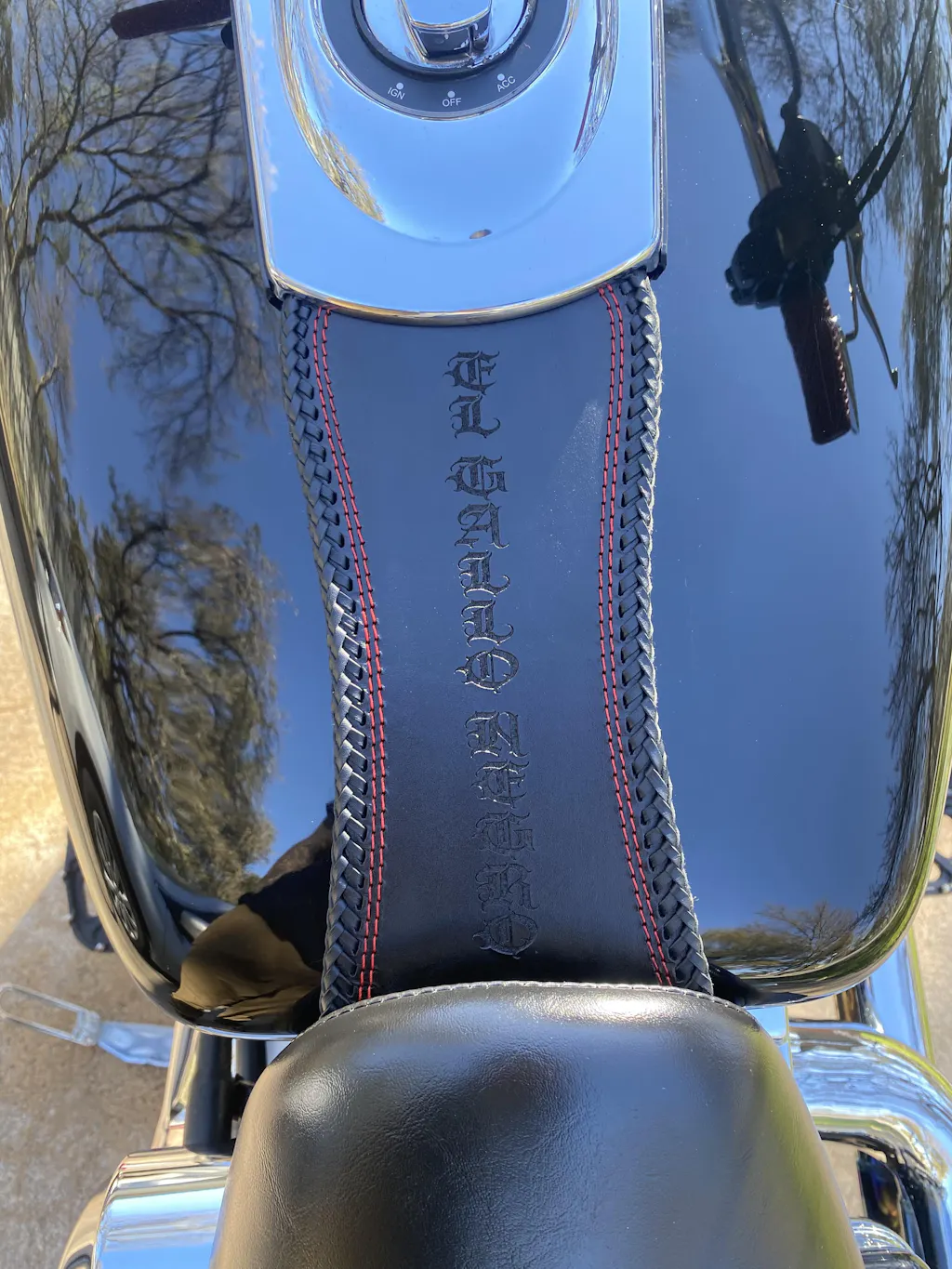 Three Mutts Custom Leather tank bibs, fender bibs, bags and more!