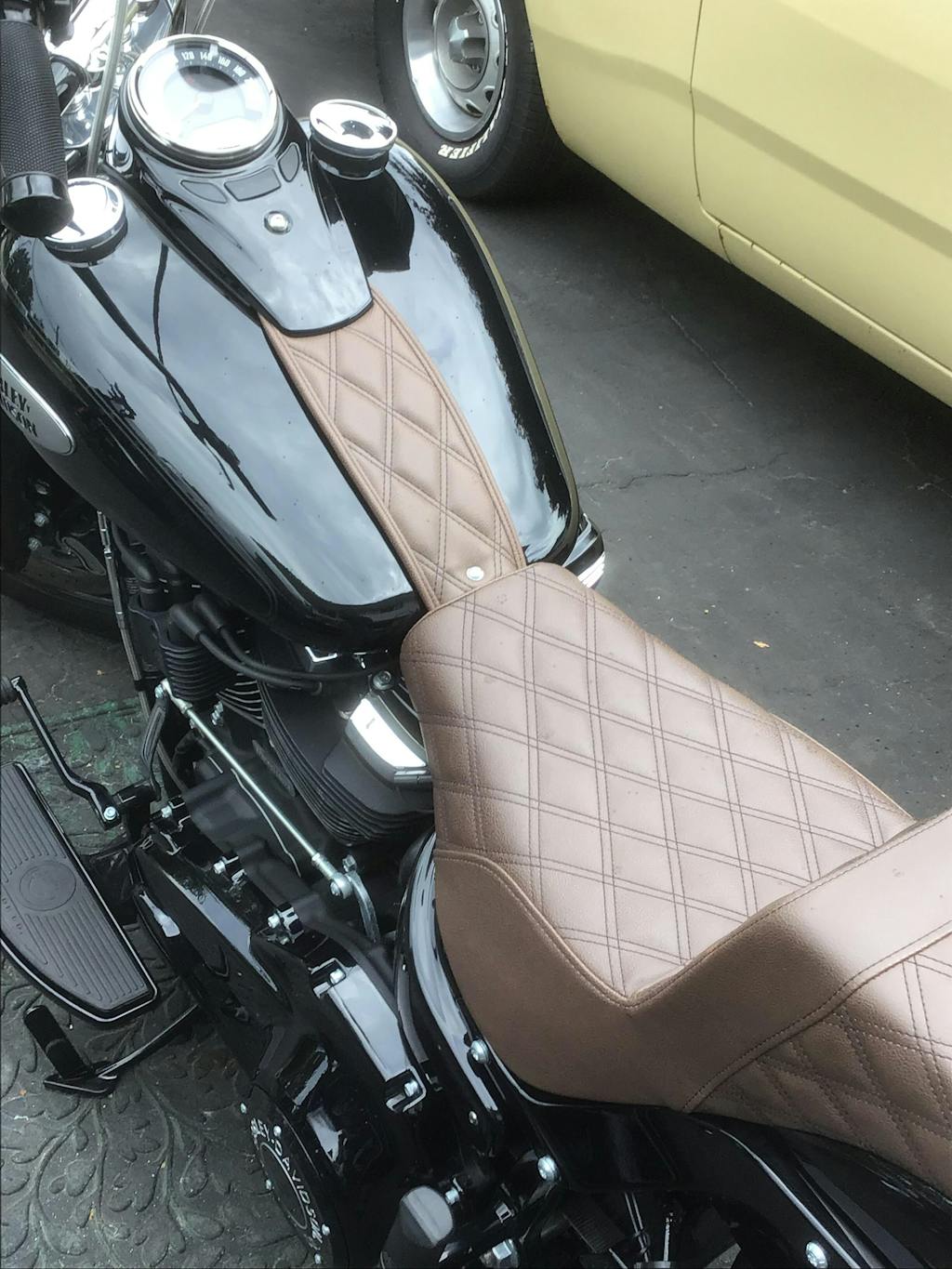 Three Mutts Custom Leather tank bibs, fender bibs, bags and more!