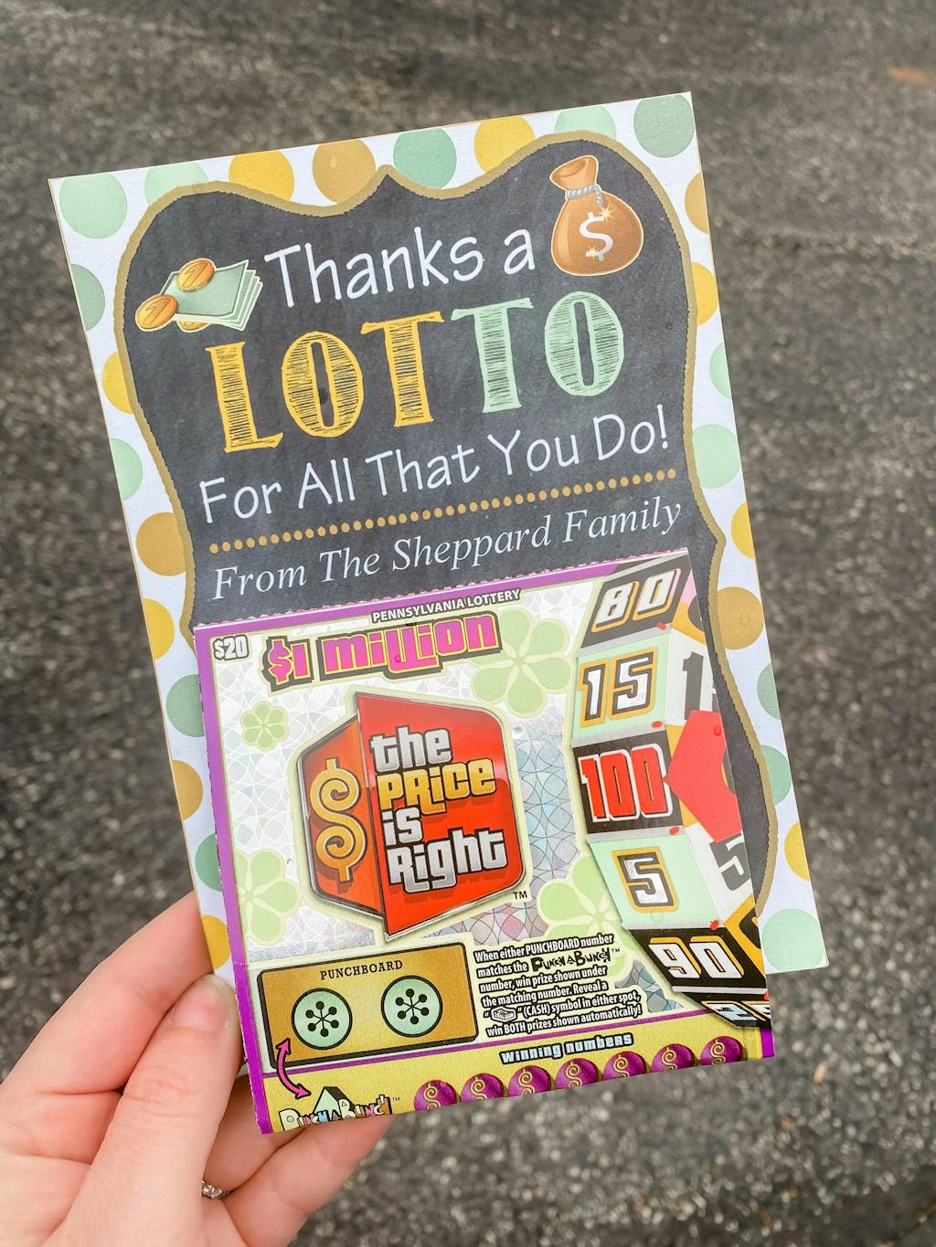 Thank You a Lottery Gift Card Holder Printable Teacher Gift — TidyLady ...