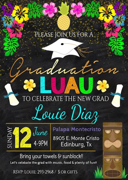Luau Grad Party Invitation Ideas Luau Graduation Party Invitations