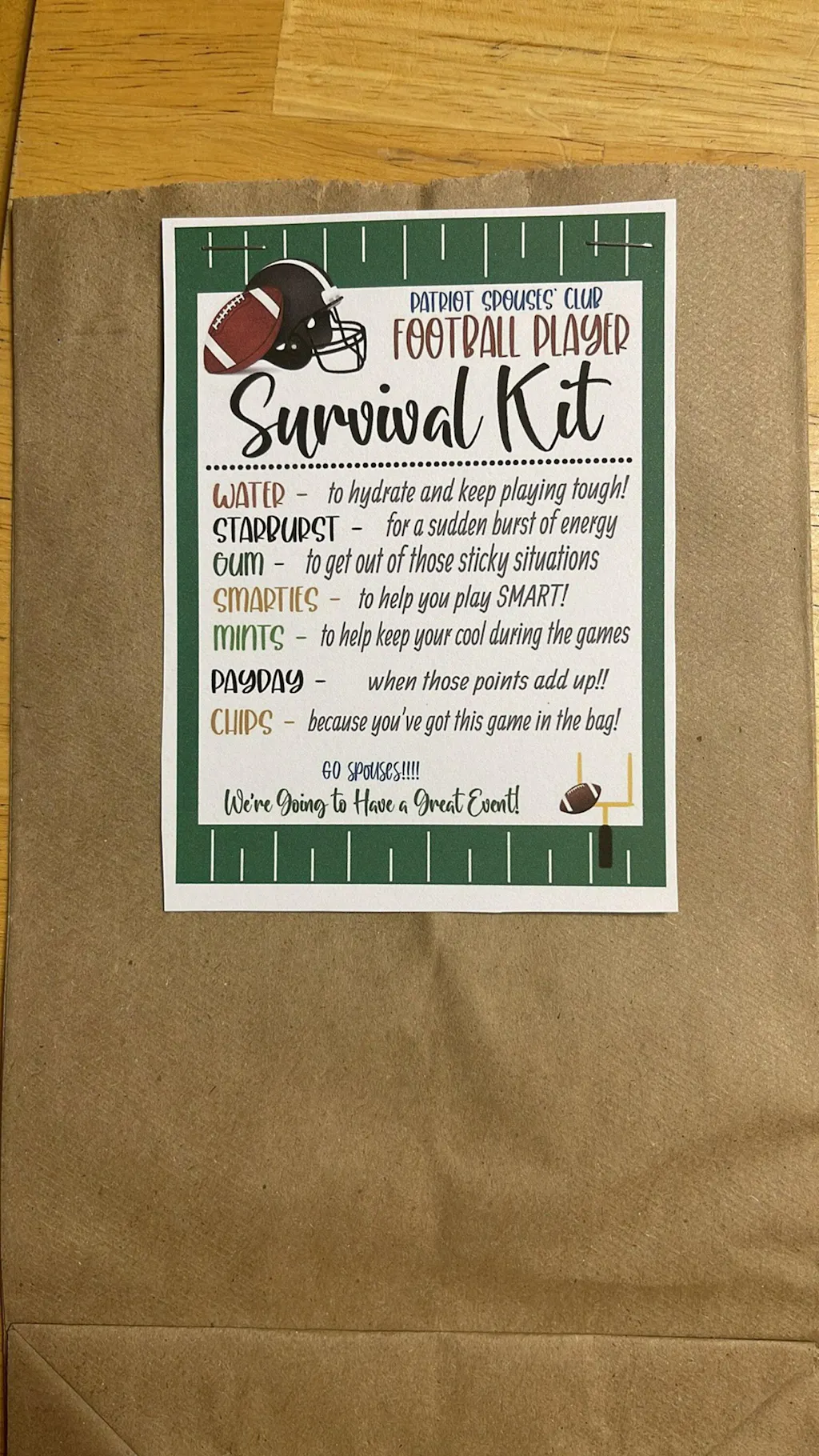 Football Survival Kit Printable | Football Player Gift — TidyLady ...