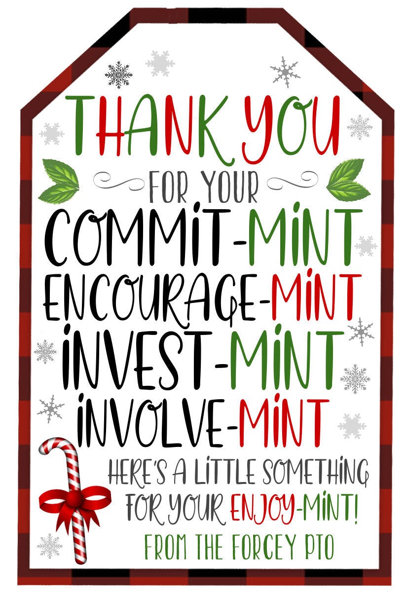 Christmas Thank You Mint Tags | TidyLady Printables