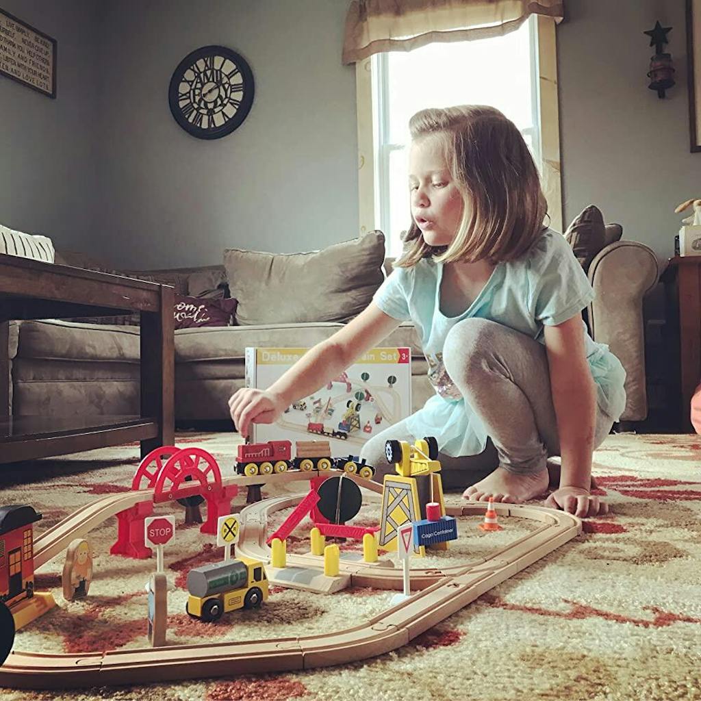 Tiny Land® Wooden Track Trains 55 Pcs | Tiny Land Offical Store® | All ...